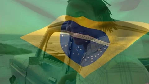 Animation of brazilian flag waving over ... | Stock Video | Pond5
