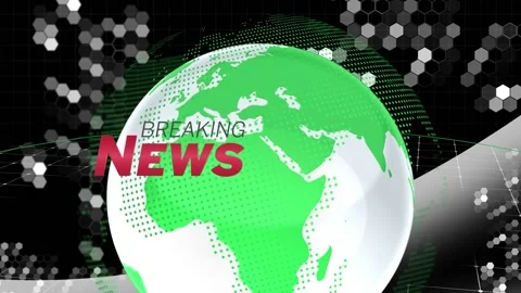 Animation of breaking news text over glo... | Stock Video | Pond5
