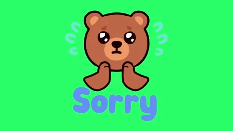 Animation brown bear face with text Sorr... | Stock Video | Pond5