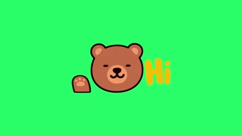 Animation brown bear face with text Hi o... | Stock Video | Pond5