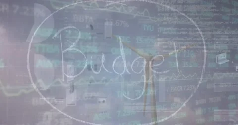 Animation of budge text banner over stoc... | Stock Video | Pond5