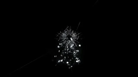 Animation bullet through glass on black ... | Stock Video | Pond5