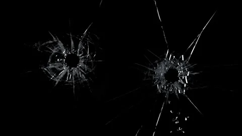 Animation bullet through glass on black ... | Stock Video | Pond5