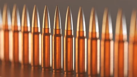 Animation of bullets standing one by one... | Stock Video | Pond5