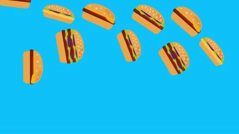 Animation of burgers group, flat design,... | Stock Video | Pond5