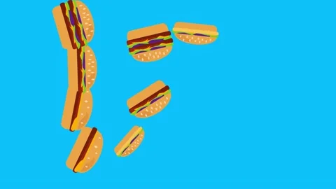 Animation of burgers group, flat design,... | Stock Video | Pond5