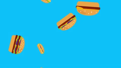 Animation of burgers group, flat design,... | Stock Video | Pond5