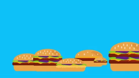 Animation of burgers group, flat design,... | Stock Video | Pond5