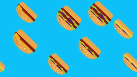 Animation of burgers group, flat design,... | Stock Video | Pond5