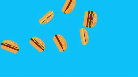 Animation of burgers group, flat design,... | Stock Video | Pond5
