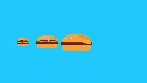 Animation of burgers group, flat design,... | Stock Video | Pond5