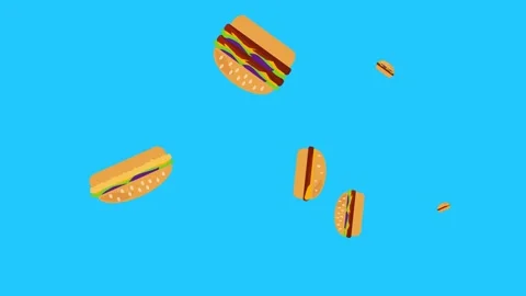 Animation of burgers group, flat design,... | Stock Video | Pond5