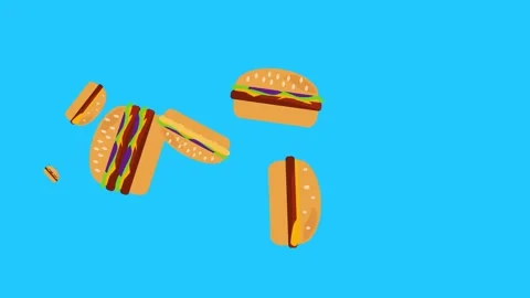 Animation of burgers group, flat design,... | Stock Video | Pond5