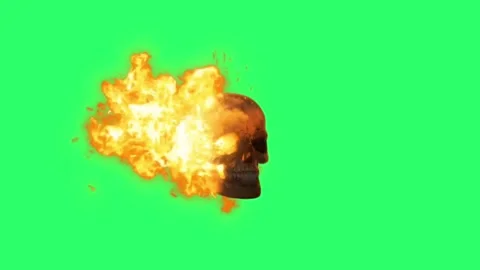 Animation burning skull on green screen. | Stock Video | Pond5