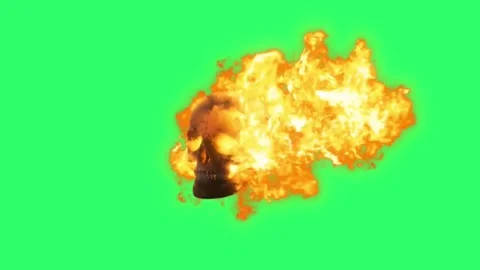 Animation burning skull on green screen. | Stock Video | Pond5