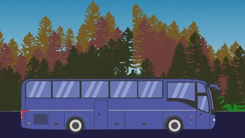 Animation of bus car running on the way,... | Stock Video | Pond5