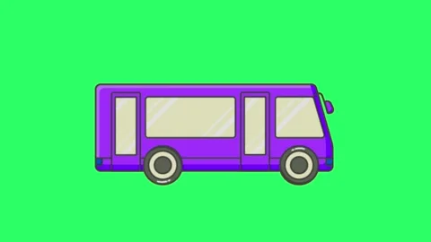 Animation bus on green background. | Stock Video | Pond5