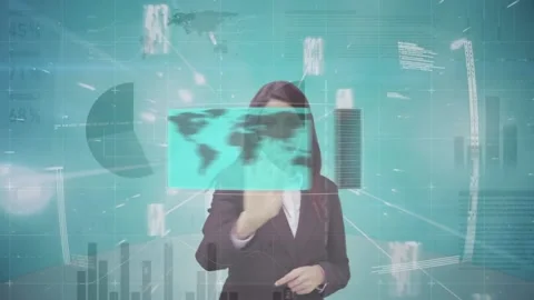 Animation of businesswoman using touchsc... | Stock Video | Pond5