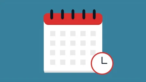 Animation calendar with clock icon on bl... | Stock Video | Pond5