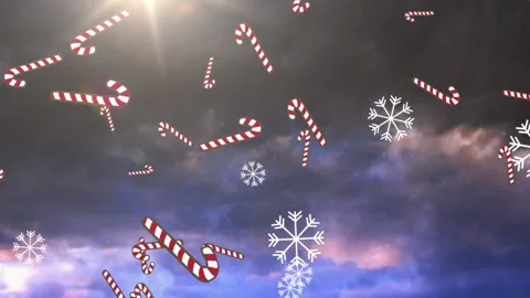 Animation of candy canes and snowflakes ... | Stock Video | Pond5