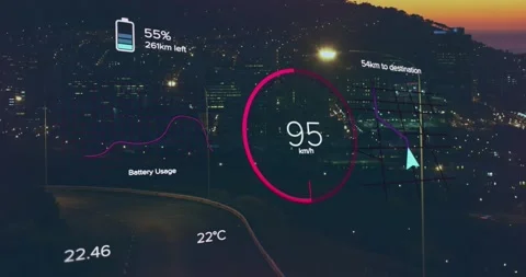 Animation of car digital interface speed... | Stock Video | Pond5