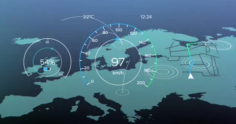 Animation of car interface over world ma... | Stock Video | Pond5
