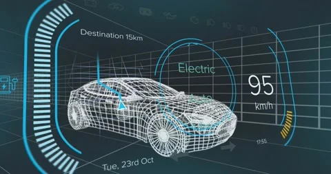 Animation of car panel over digital car ... | Stock Video | Pond5