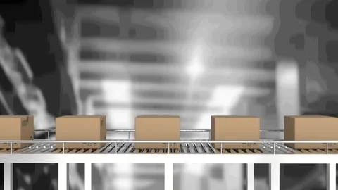 Animation of cardboard boxes moving on c... | Stock Video | Pond5