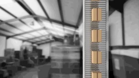 Animation of cardboard boxes moving on c... | Stock Video | Pond5