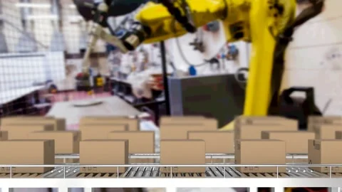 Animation of cardboard boxes moving on c... | Stock Video | Pond5