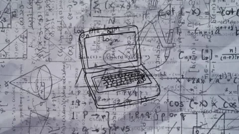 Animation of cartoon laptop over math fo... | Stock Video | Pond5