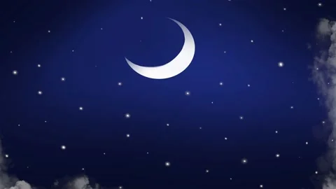 animation, cartoon moon in the sky behin... | Stock Video | Pond5
