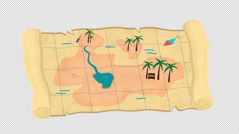Animation of a cartoon treasure map. Car... | Stock Video | Pond5