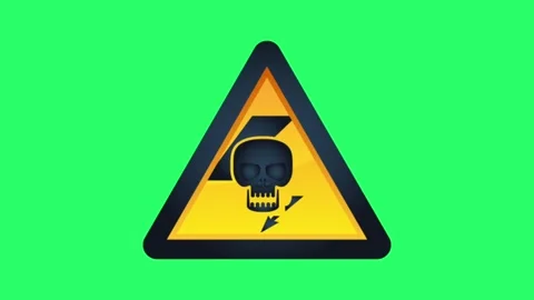 Animation caution warning sign on green ... | Stock Video | Pond5