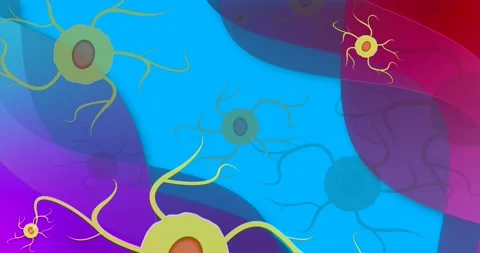 Animation of cell icons on blue backgrou... | Stock Video | Pond5