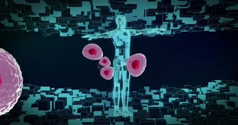 Animation of cells and digital human on ... | Stock Video | Pond5