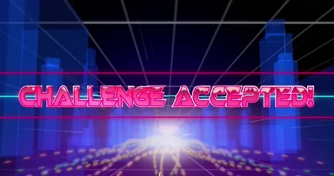 Animation of challenge accepted text ban... | Stock Video | Pond5