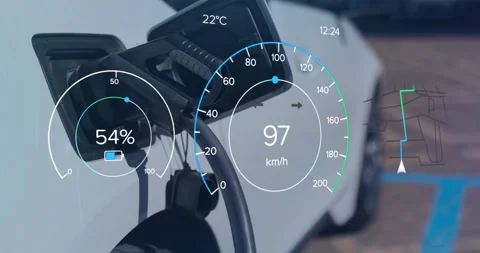 Animation of charge and speedometer dial... | Stock Video | Pond5
