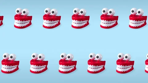 animation of chattering teeth toys with ... | Stock Video | Pond5