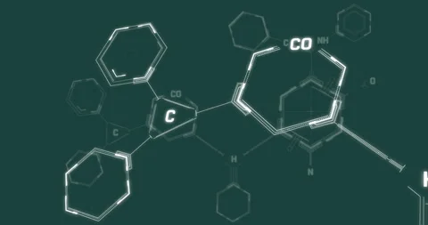 Animation of chemical formula and data p... | Stock Video | Pond5