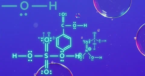Animation of chemical formula over bubbl... | Stock Video | Pond5