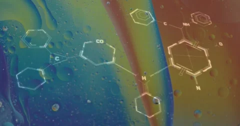 Animation of chemical formula over bubbl... | Stock Video | Pond5