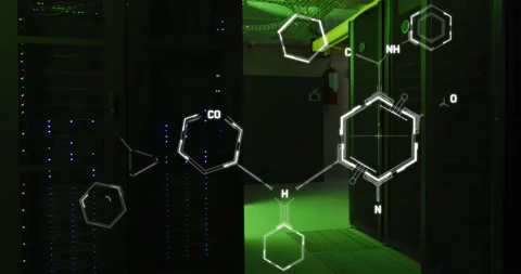Animation of chemical formula over serve... | Stock Video | Pond5