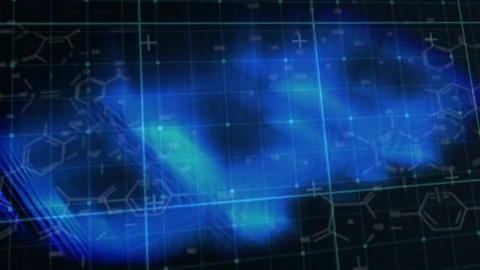 Animation of chemical formulas and blue ... | Stock Video | Pond5