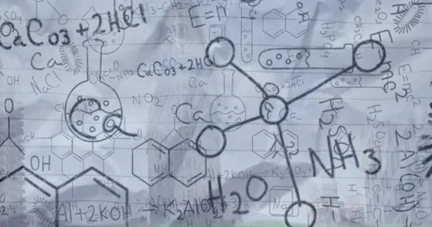 Animation of chemical formulas on grey b... | Stock Video | Pond5