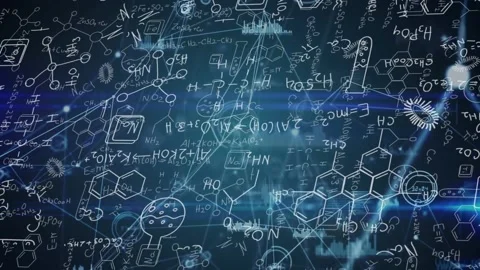 Animation of chemical formulas over blac... | Stock Video | Pond5