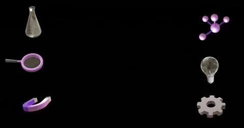 Animation of chemistry icons with copy s... | Stock Video | Pond5