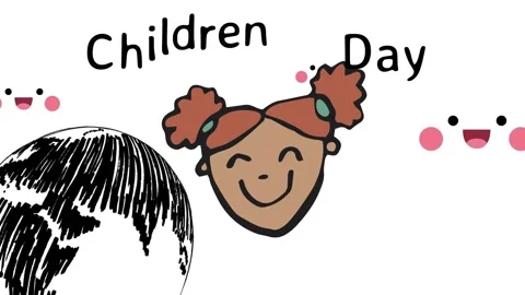 Animation of children day text and girl ... | Stock Video | Pond5
