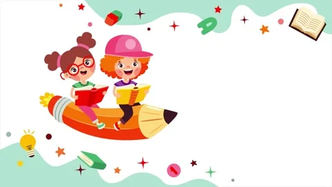 Animation Of Children Reading Book On Pe... | Stock Video | Pond5