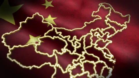animation of China map, China flag backg... | Stock Video | Pond5